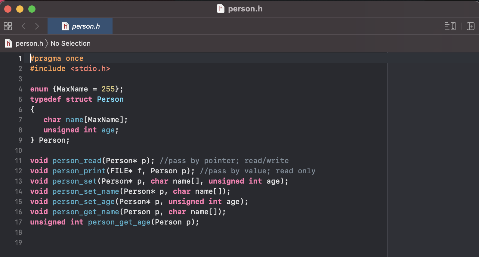 Solved INSTRUCTIONS enum ( MaxName = 255 }; typedef struct | Chegg.com