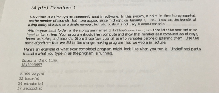 Solved (4 pts) Problem 1 Unix time is a time system commonly | Chegg.com