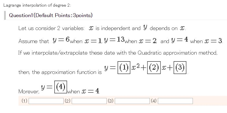 Solved Lagrange interpolation of degree 2: Question1 | Chegg.com