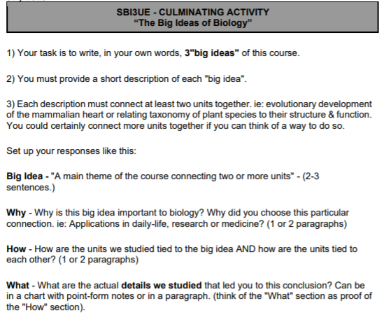 Solved This is grade 11 Biology. There are five units that I | Chegg.com