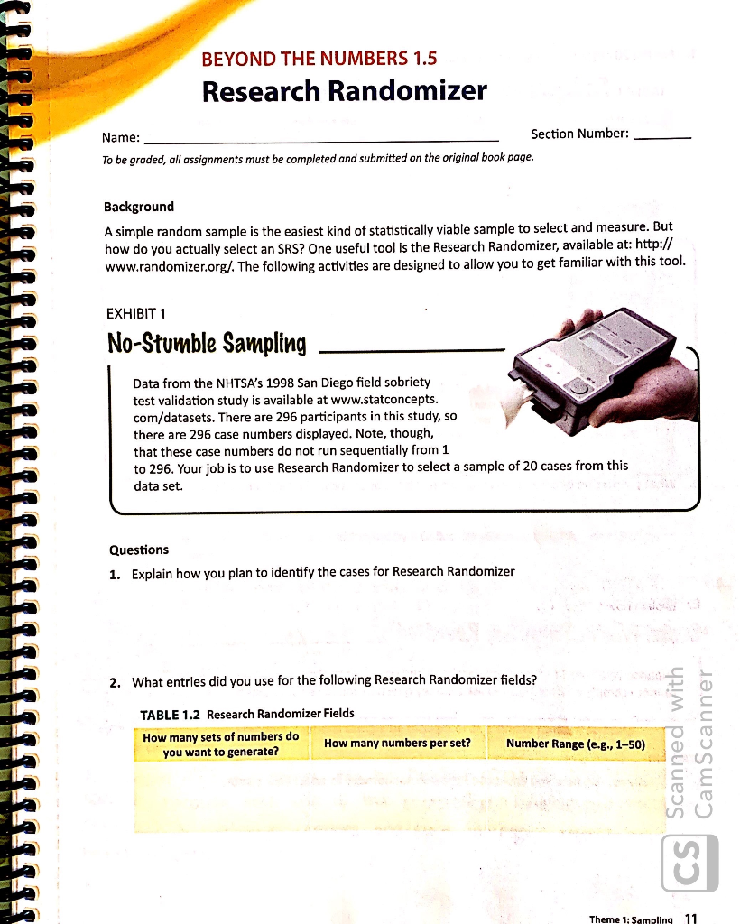 BEYOND THE NUMBERS 1.5 Research Randomizer Name: | Chegg.com