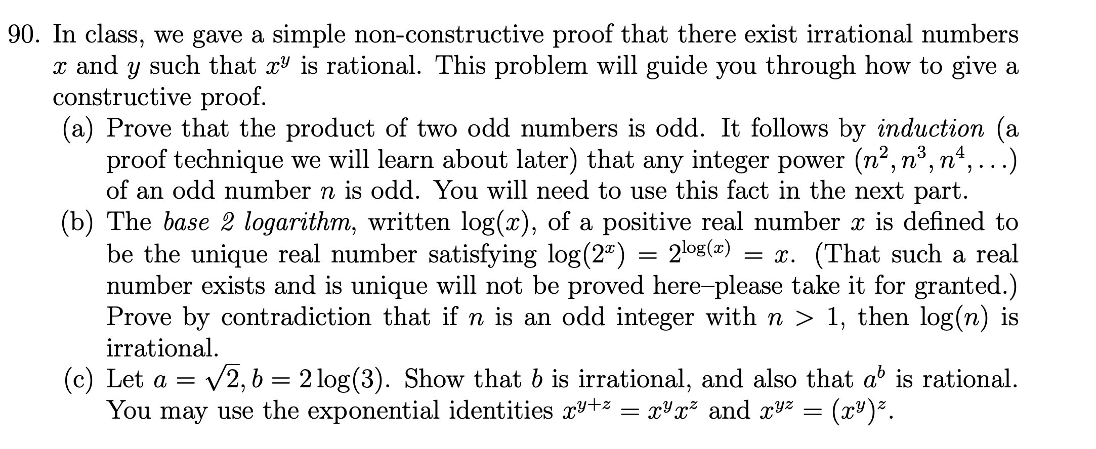 Solved 90. In class, we gave a simple non-constructive proof | Chegg.com