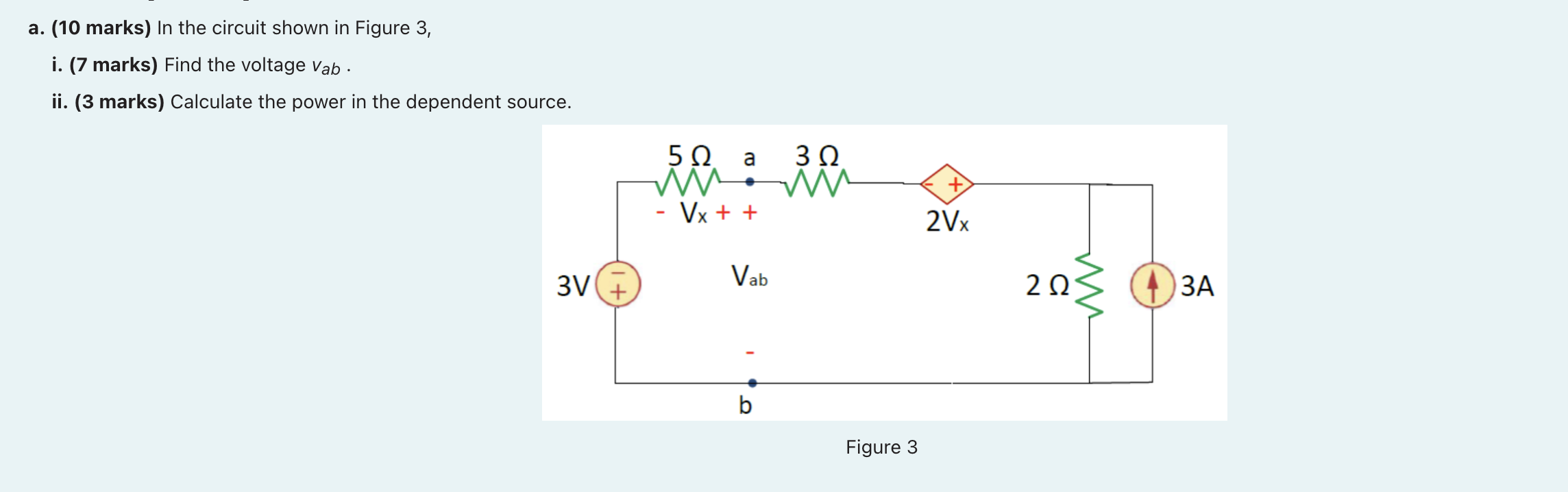 Solved a. (10 marks) In the circuit shown in Figure 3, i. (7 | Chegg.com