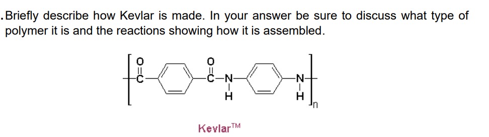Solved .Briefly describe how Kevlar is made. In your answer | Chegg.com