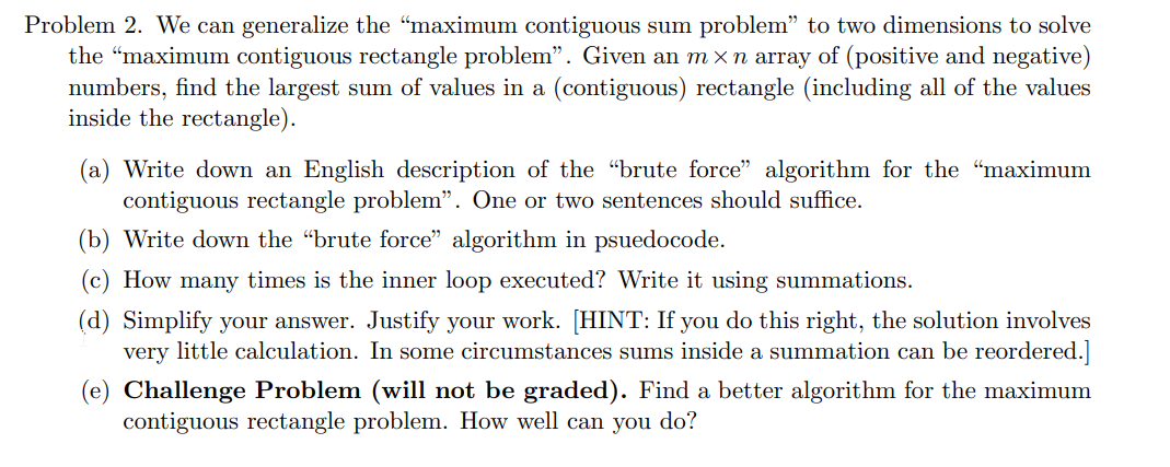 Solved Problem 2 We Can Generalize The “maximum Contiguous