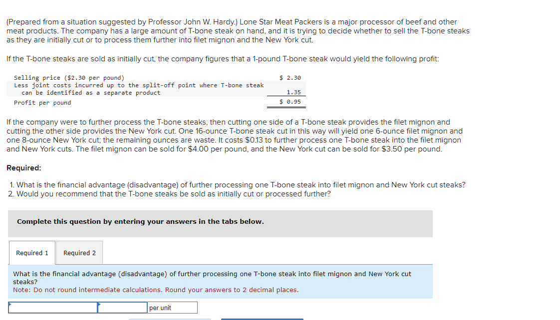 Solved (Prepared from a situation suggested by Professor | Chegg.com
