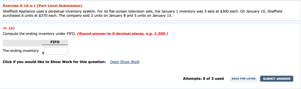 Solved Exercise 6-16 a-c (Part Level Submission) Sheffield | Chegg.com