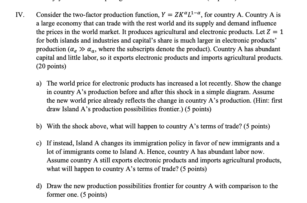 Consider the two-factor production function, | Chegg.com