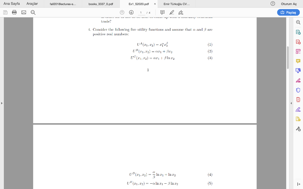 Solved (a) Calculate the formula for MRS for each of these | Chegg.com