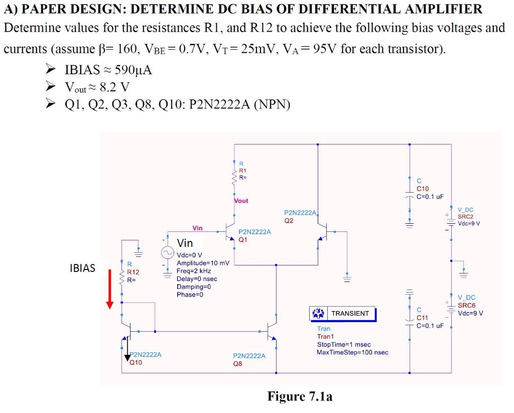 A) PAPER DESIGN: DETERMINE DC BIAS OF DIFFERENTIAL | Chegg.com