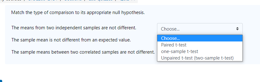 Solved Match the type of comparison to its appropriate null | Chegg.com