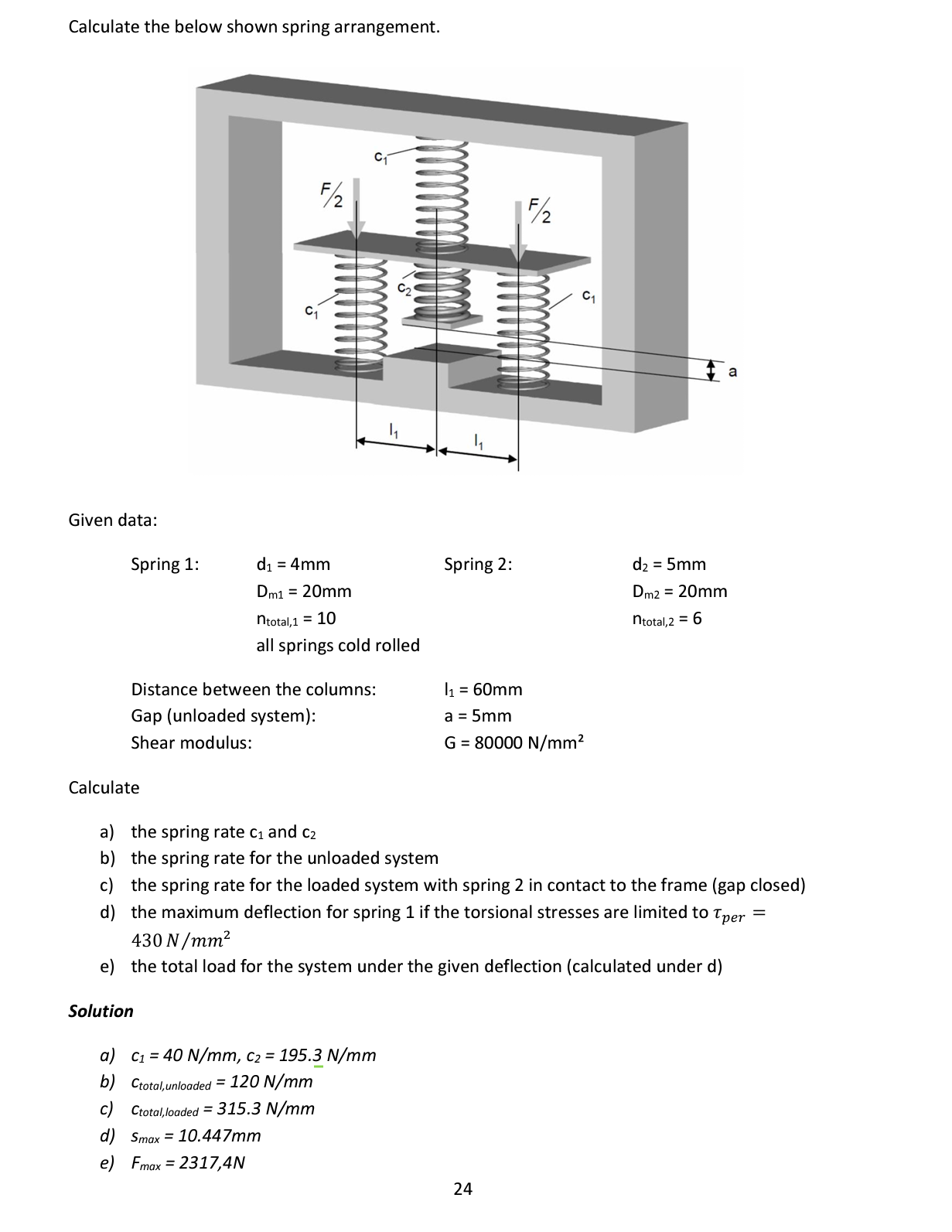 Solved Calculate the below shown spring arrangement. Given | Chegg.com