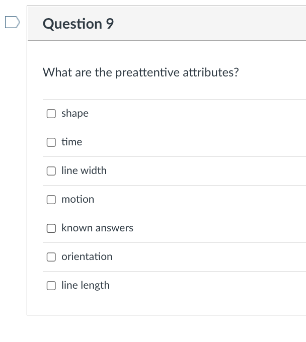 Solved What are the preattentive attributes? shape time line | Chegg.com
