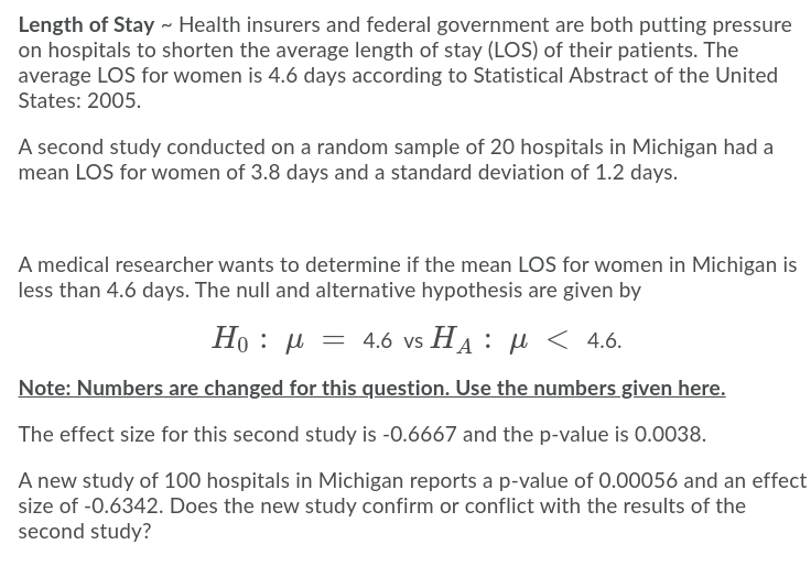Solved Length of Stay ~ Health insurers and federal | Chegg.com