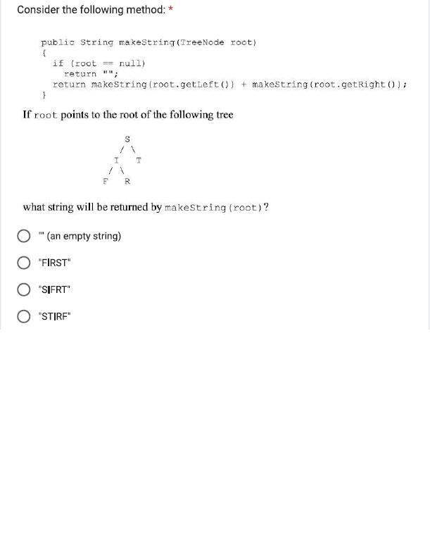 Solved Consider the following method: * public string | Chegg.com