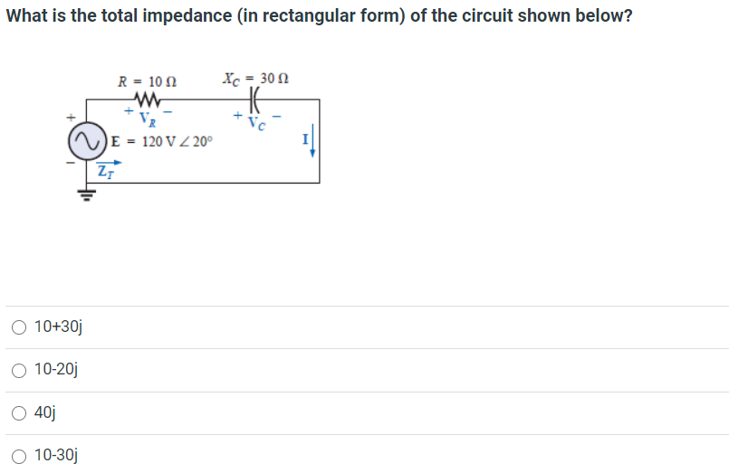 Solved What is the total impedance (in rectangular form) of | Chegg.com