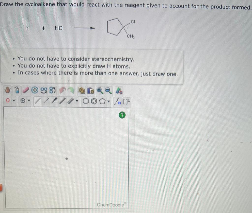 Solved raw the cycloalkene that would react with the reagent | Chegg.com