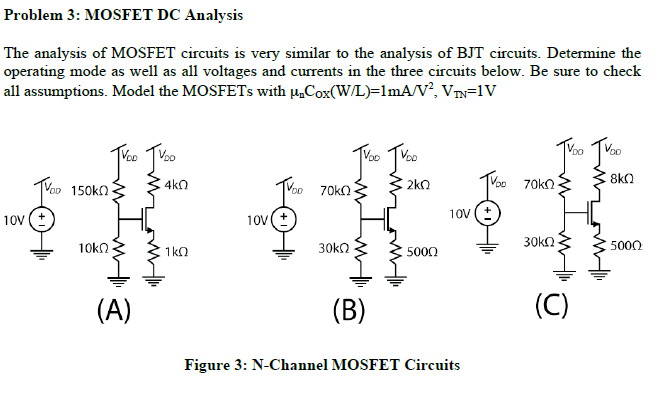 Solved Problem 3: MOSFET DC Analvsis The analysis of MOSFET | Chegg.com