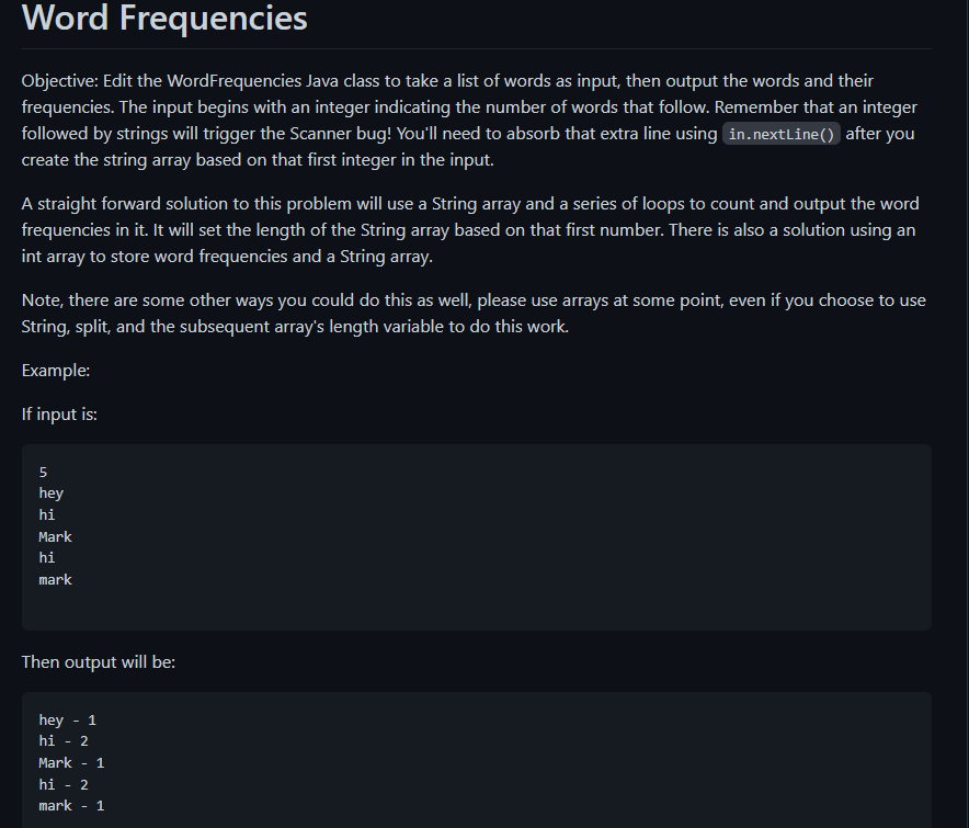 Solved Word Frequencies Objective: Edit the WordFrequencies | Chegg.com