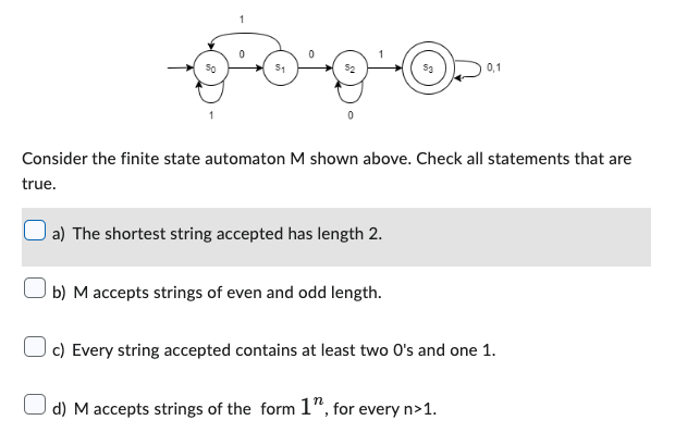 Solved Consider the finite state automaton M shown above. | Chegg.com