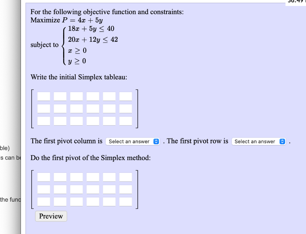 Solved For the following objective function and constraints: | Chegg.com