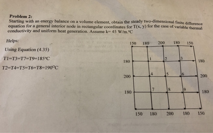 Solved Problem 2: Starting with an energy balance on a | Chegg.com