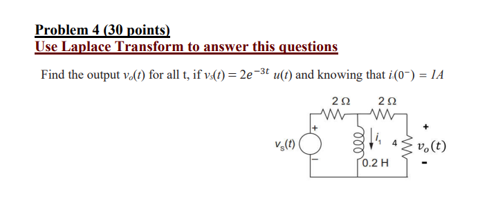 Solved Use Laplace Transform to answer this questions Find | Chegg.com