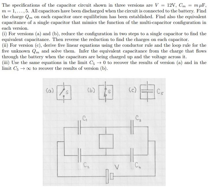 Solved The specifications of the capacitor circuit shown in | Chegg.com