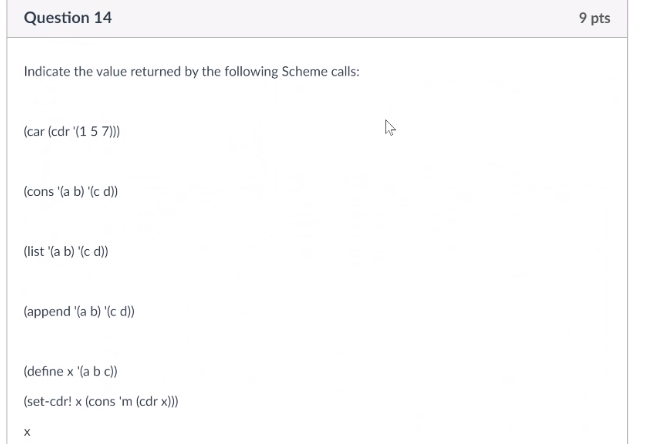 Solved Question 14 9 pts Indicate the value returned by the | Chegg.com
