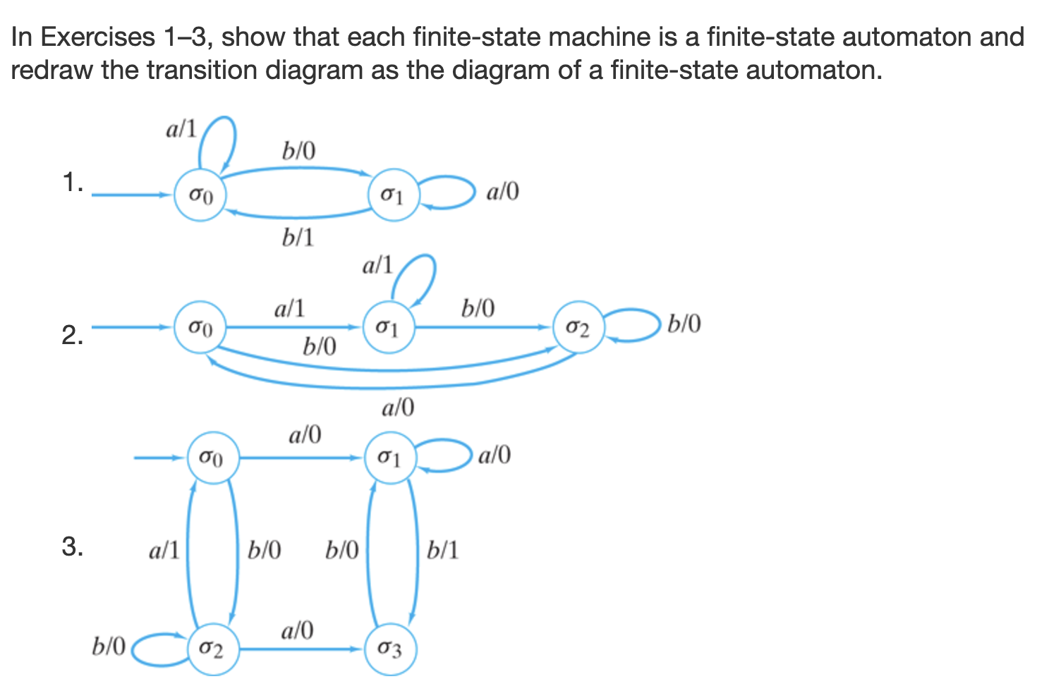 Solved In Exercises 1-3, ﻿show that each finite-state | Chegg.com