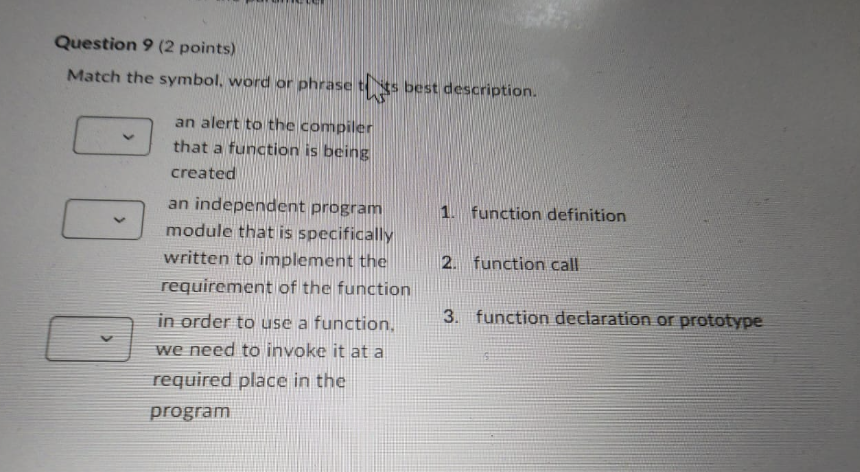 Solved Match the symbol, phrase or word to its best | Chegg.com