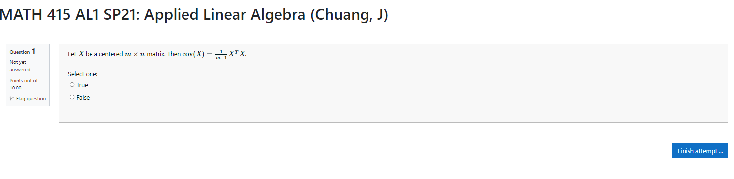 Solved MATH 415 AL1 SP21: Applied Linear Algebra (Chuang, J) | Chegg.com