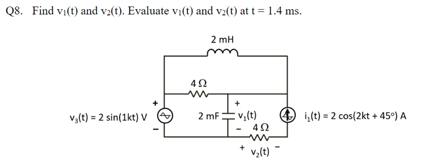Solved Find v1(t) and v2(t). Evaluate v1(t) and v2(t) at t = | Chegg.com