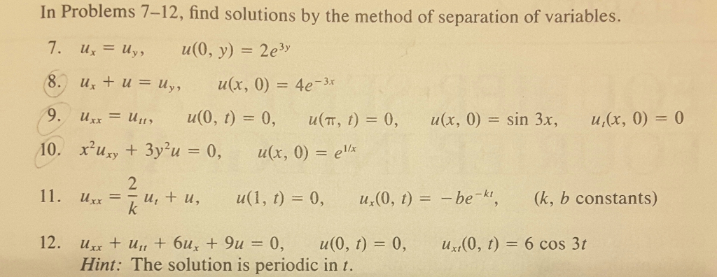 Solved In Problems 7-12, find solutions by the method of | Chegg.com