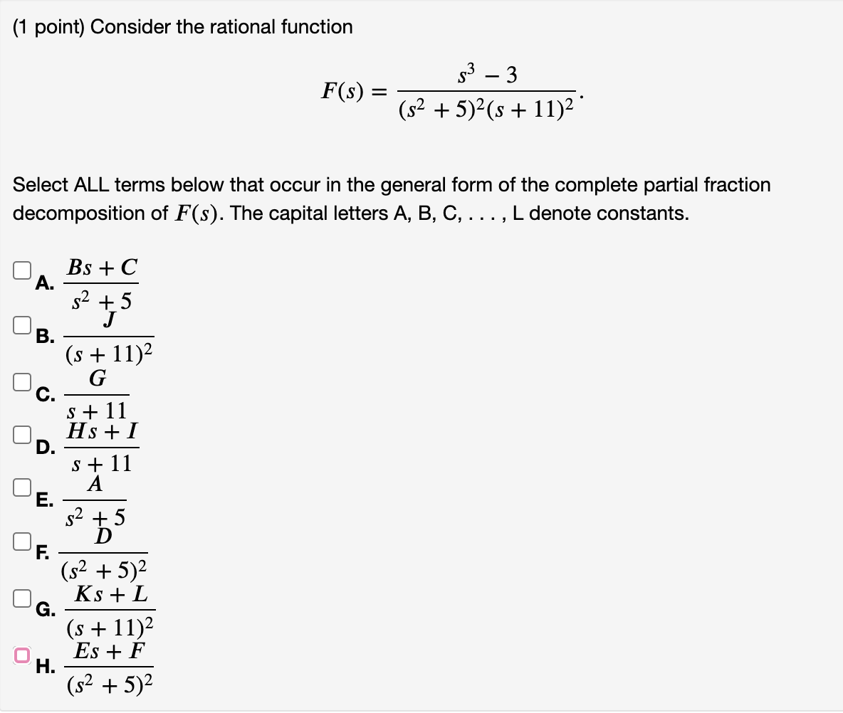 Solved (1 point) Consider the rational function | Chegg.com
