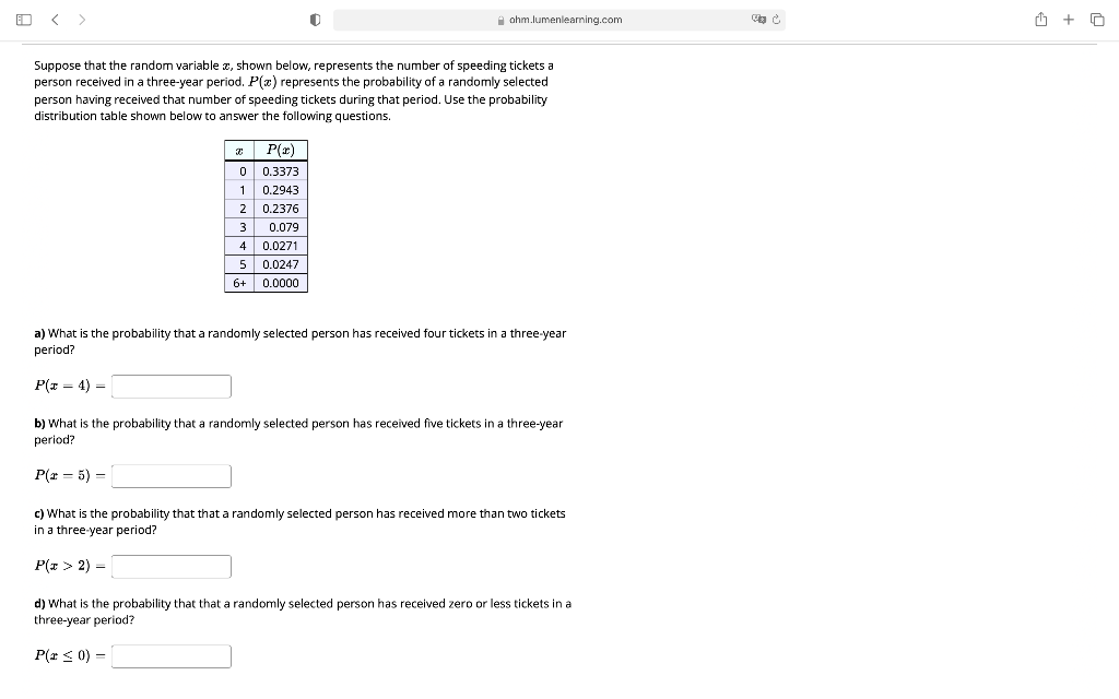 Solved 0 ohm.lumenlearning.com U + Suppose that the random | Chegg.com