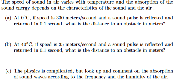 Solved The speed of sound in air varies with temperature and | Chegg.com