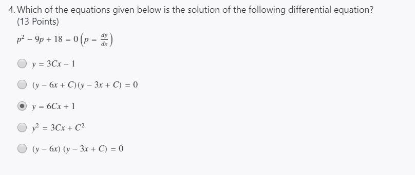 Solved 4. Which of the equations given below is the solution | Chegg.com
