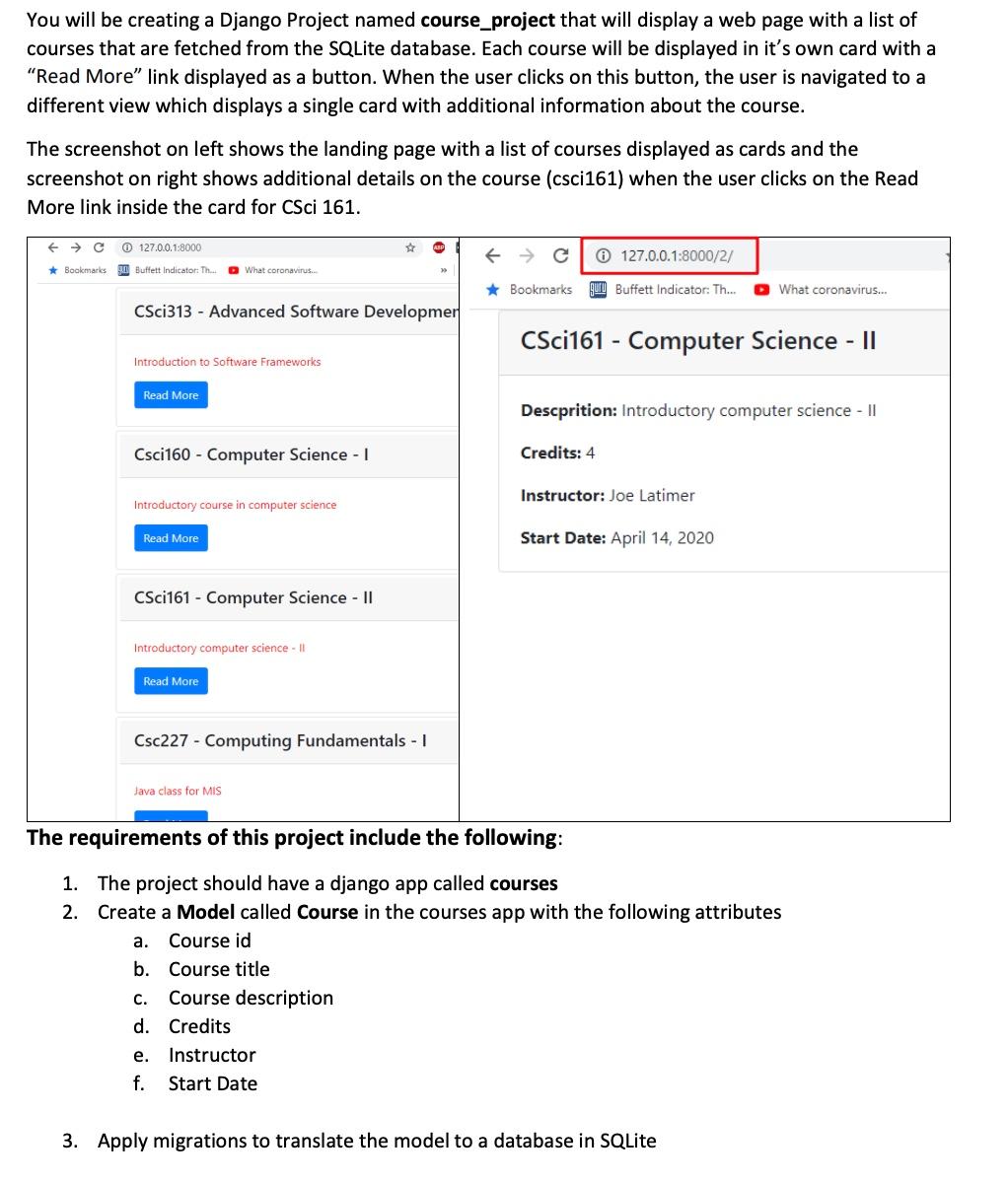 Solved You will be creating a Django Project named | Chegg.com