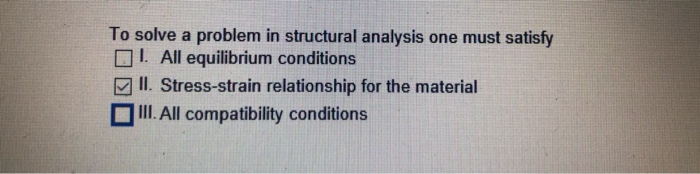 Solved To solve a problem in structural analysis one must | Chegg.com