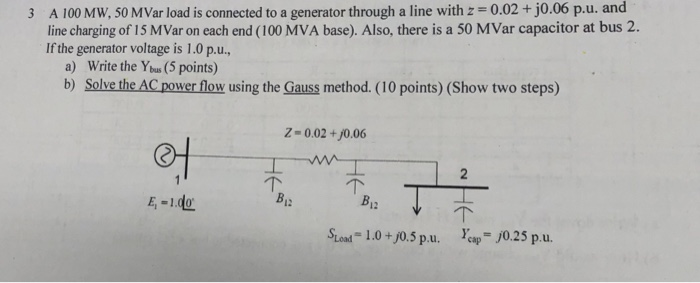 Solved A 100 MW, 50 MVar load is connected to a generator | Chegg.com