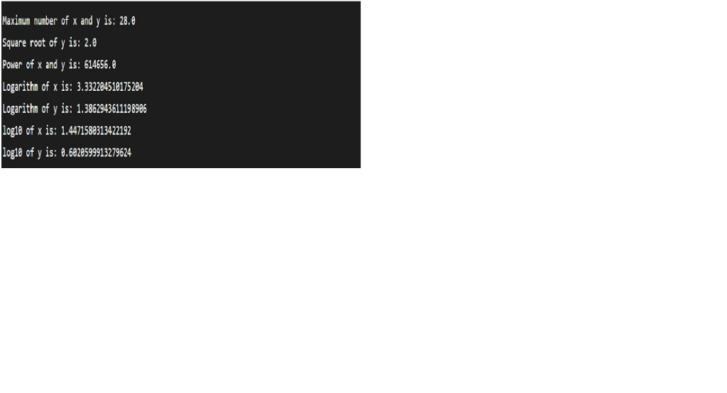 Solved 1. Write a simple code by using (Math Class methods) | Chegg.com