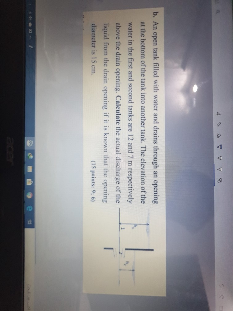 Solved 5 b. An open tank filled with water and drains | Chegg.com