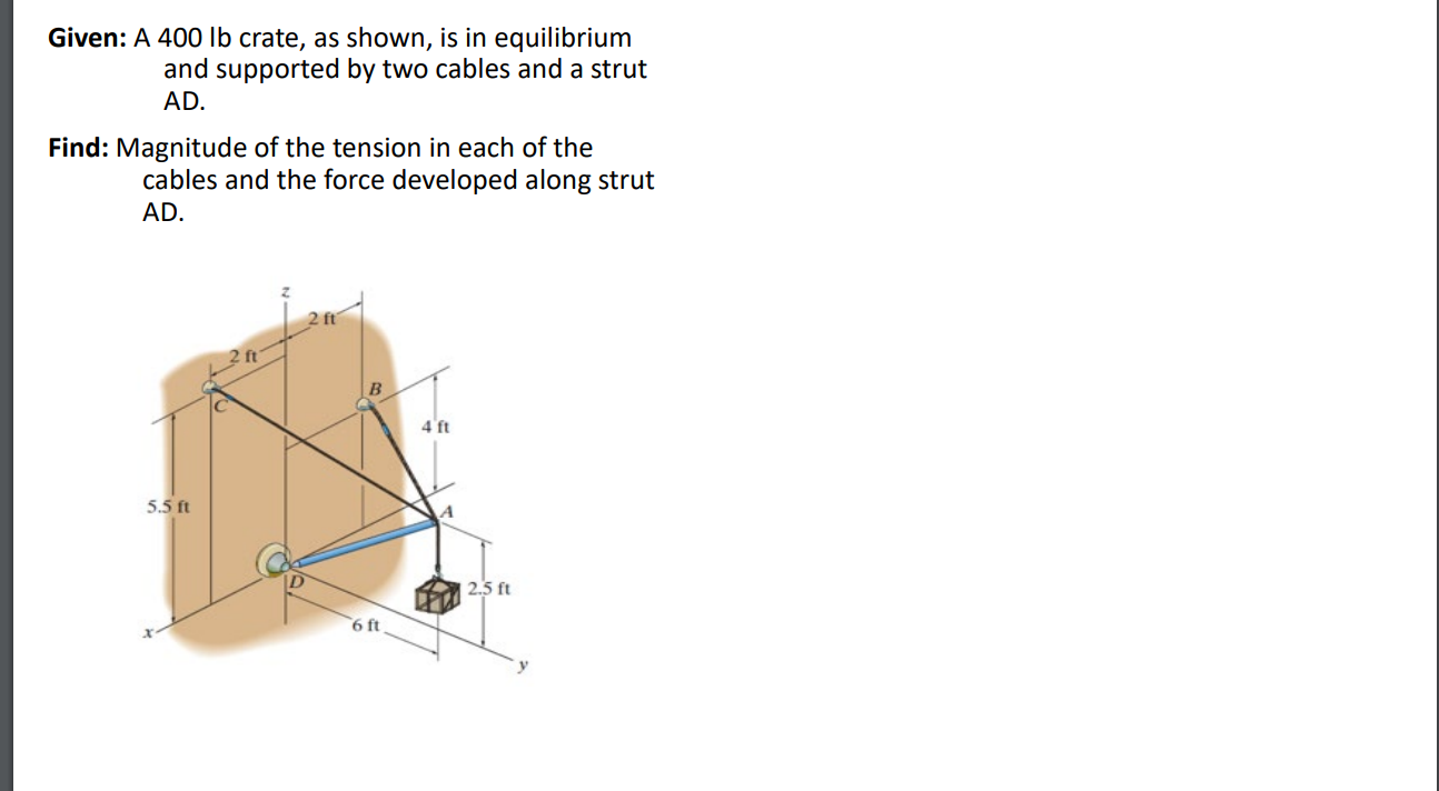 Solved Given: A 400 ﻿lb crate, as shown, is in | Chegg.com