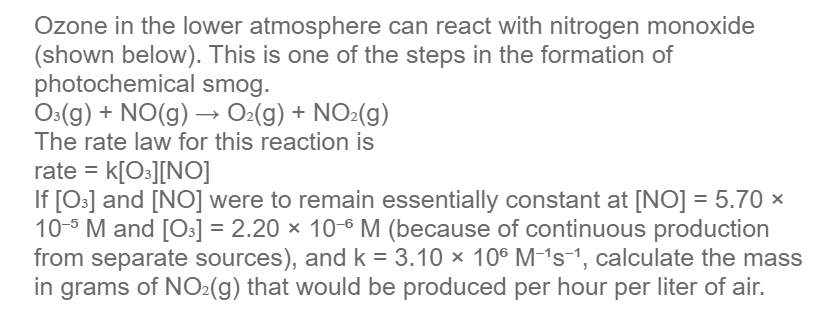 Solved Ozone in the lower atmosphere can react with nitrogen | Chegg.com
