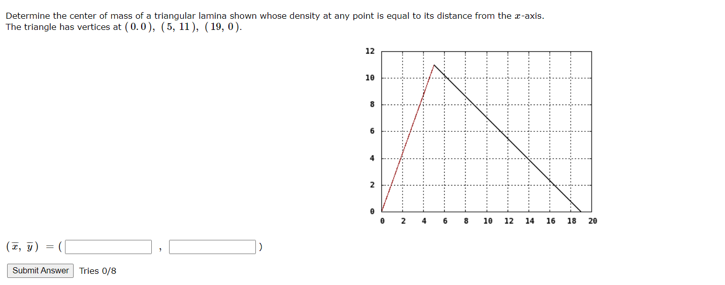 Solved Determine the center of mass of a triangular lamina | Chegg.com