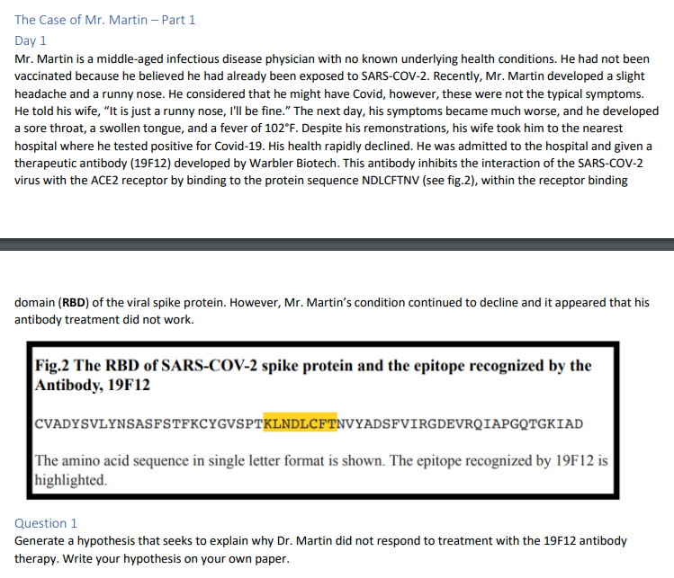 Solved The Case of Mr. Martin - Part 1 Day 1 Mr. Martin is a | Chegg.com
