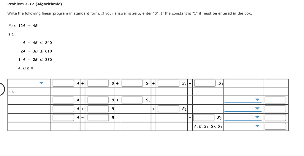 Solved The first drop-down blank is Max/Min. Other drop-down | Chegg.com