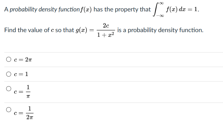 Solved A probability density function f(x) has the property | Chegg.com