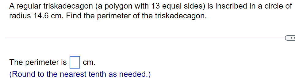 Solved A regular triskadecagon (a polygon with 13 equal | Chegg.com